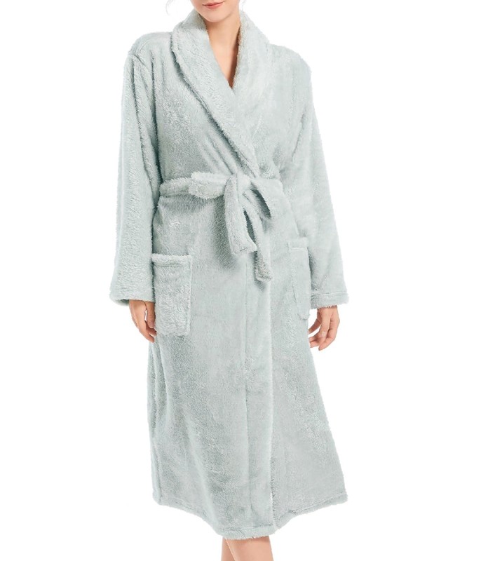 Roupão/Robe Longo Fleece Bav Home (4321) 100% Microfibra - Cinza ...