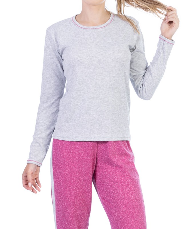 Pijama Feminino Longo Básico Cia do Corpo (5126) Rosa :: lingerie.com.br