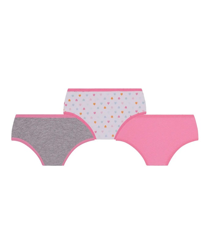 Kit Infantil 3 Calcinhas Lobinha Lupo (18103-089) Rosa/Branco/Cinza ...