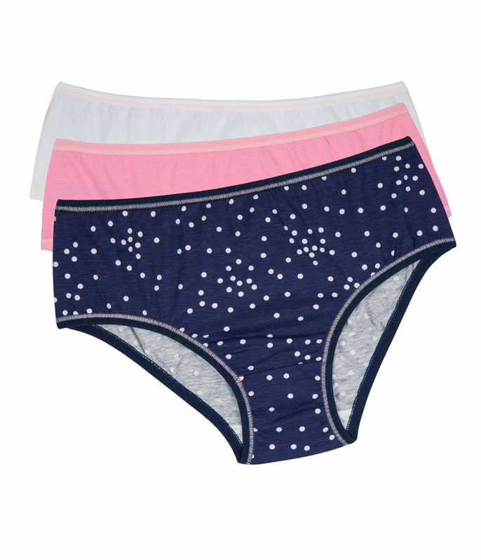 Kit Infantil 3 Calcinhas Poá Sanny Princess (21048-0) Branco/Rosa/Azul ...