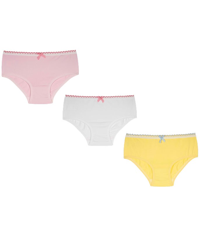 Kit Infantil 3 Calcinha Sanny Princess (21891-0) Rosa/Amarelo/Branco ...
